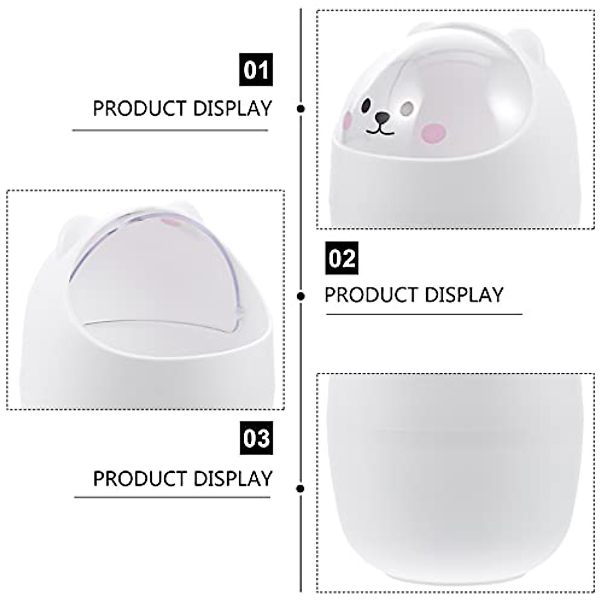 LIFKOME Cute Mini Desktop Trash Can Mini Trash Can with Lid Desktops Cartoon Animals Waste Bin Cute Shape Small Garbage Can Large Capacity Cartoon Wastebasket for Home Kitchen Office