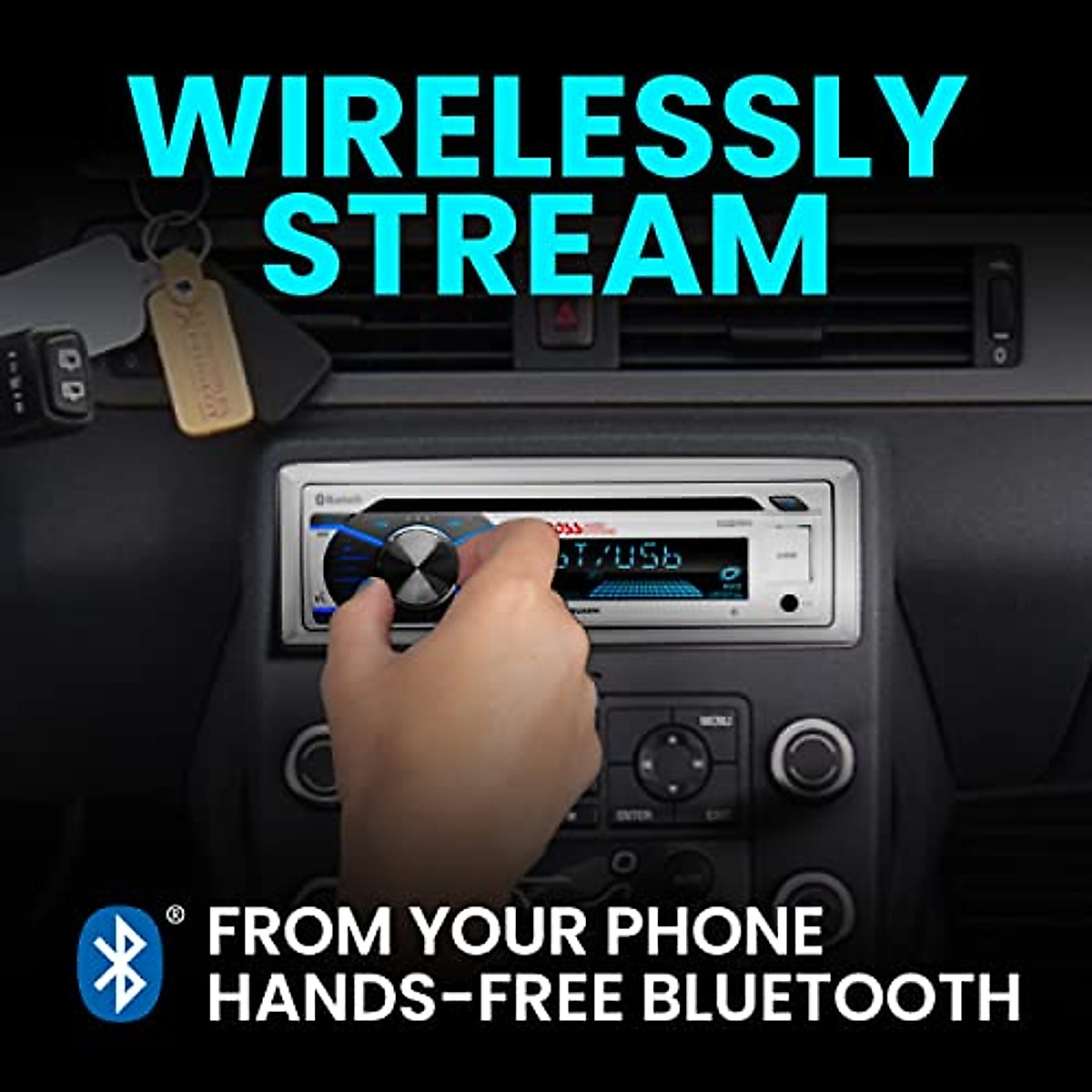 BOSS Audio Systems MCK508WB.64S Marine Boat Stereo Sound System Speaker Package - Single Din Radio Receiver Head Unit, No CD Player, Bluetooth Audio, Two 6.5 Inch Full Range Speakers, Dipole Antenna