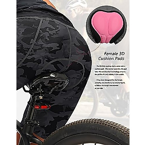 Women's 4D Padded Bike Shorts Cycling Padding Riding Bicycle Road Mountain Biking Spinning Cycle Spin Shorts for Women with Zipper Pockets(Camo Black,L)