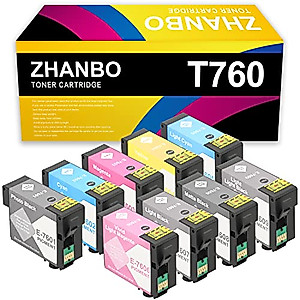 ZHANBO Remanufactured T760 Ink Cartridge Replaacement for Epson SureColor P600 Inkjet Printer Epson T760 Ultrachrome HD Ink Set(T7601 T7602 T7603 T7604 T7605 T7606 T7607 T7608 T7609) 9 Pack.