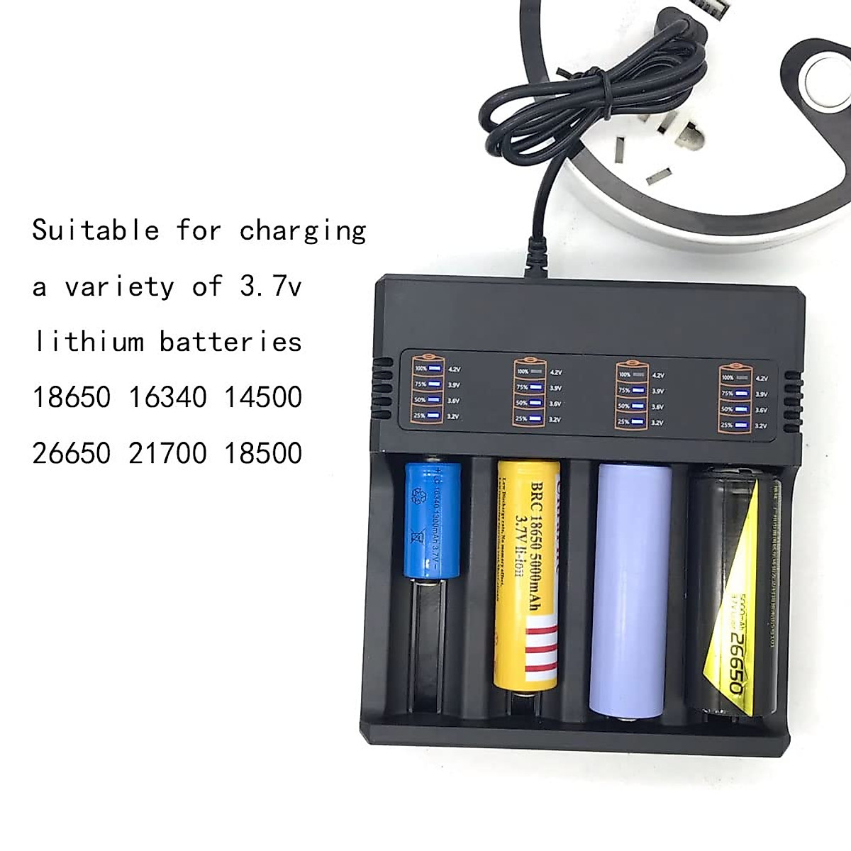 Universal Lithium 18650 Battery Charger for 3.7V Li-ion 18650 26650 18490 17670 17500 22650 21700 20700 18350 16340 RCR123A 14500, AA AAA & C Ni-MH Ni-CD Rechargeable Batteries