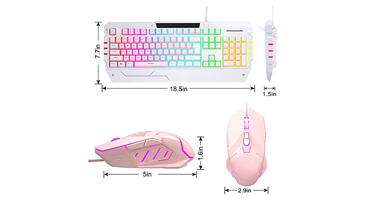 Pink Gaming Keyboard and Mouse Combo – RGB Backlit Set