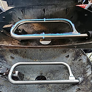 FIRXZYMZ 60040 Grill Burner for Weber Q100, Q120, Q1000, Q1200, Baby Q Gas Grills, 17inch Stainless Steel Replacement Part 69957/45657 for 386001, 386002, 516002, 516001, 50060001, 51060001