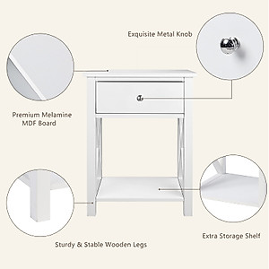 MAGIC UNION X-Design Side End Table Night Stand Storage Shelf with Bin Drawer