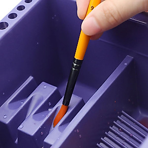 Mont Marte Twin Compartment Plastic Brush Washer. Easy Paint Brush Cleaning and Drying. Suitable for Acrylic and Watercolor Painting.