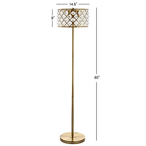 JONATHAN Y JYL9000A Elizabeth 60" Crystal/Metal LED Floor Lamp, Contemporary, Transitional, Elegant, Geometric, Office, Living Room, Family Room, Dining Room, Bedroom, Hallway, Foyer, Brass Gold/Clear