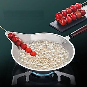 BinaryABC Tanghulu Sugar Pan,Sugar Dipping Pan,Chocolate Snacks Candy Melt Pot,Pre Seasoned Wok Cheese Melting Pots,Milk Cast Iron Grilling Wok(Stainless Steel)