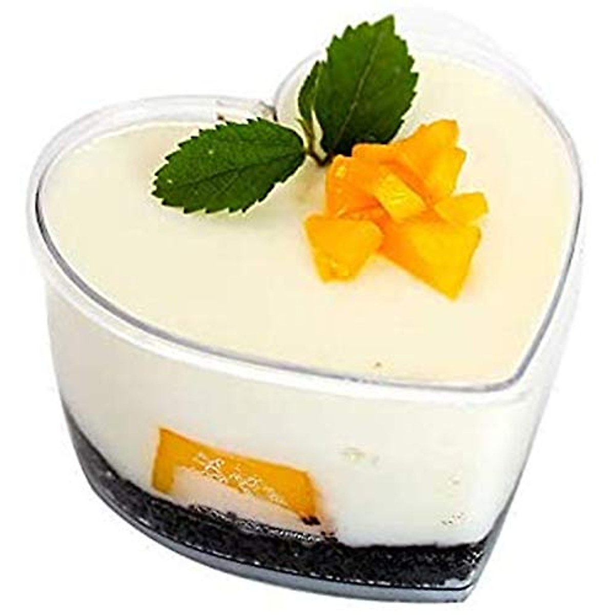 Healthcom 40 Packs 5 Oz 150ml Heart-Shaped Clear Plastic Ice Cream Dessert Bowls Tumbler Cups Tasting Sample Cup Disposable Sundae Bowls Dessert Cups Holder Salad Serving Bowl for Wedding Party