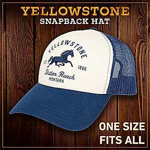 Yellowstone Trucker Hat, Mesh Adjustable Snapback Baseball Cap with Curved Brim, Navy, One Size