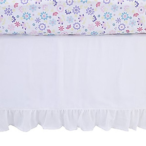 NoJo Ivory Crinkle Crib Skirt/Dust Ruffle, White, 18"