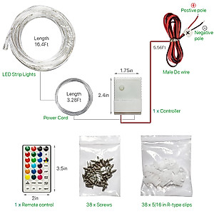 LED Boat Strip Lights, 16.4Ft Remote Control Boat Lights, 16 Color Change, Waterproof Boat Interior Light, Boat Deck Light, Bright at Night, Good for Pontoon Boat, Bass Boat, Fishing Boat,Yacht,Vessel