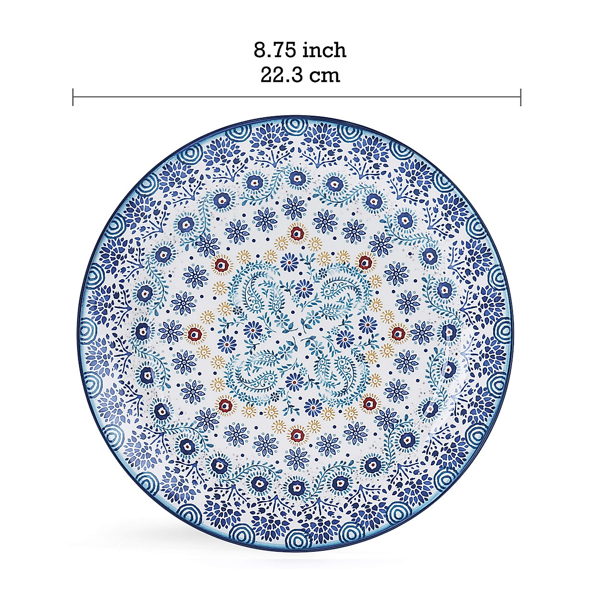 Bico Blue Talavera Salad Plates Set of 4, Ceramic, 8.75 inch, Microwave & Dishwasher Safe
