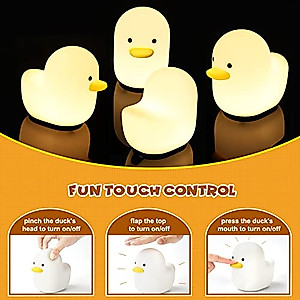 booborny Kids Night Lights for Bedroom Cute Lamp LED Duck Kawaii Lamp Silicone Nursery Night Light for Baby and Toddler Animal Night Lights for Girls and Boys