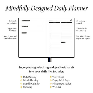 Best Daily Planner for Productivity & Time Management - Monthly Calendar, Weekly and Daily to DO List - 24 Hour Schedule & Appointment Journal - 6 Months - Undated - Hardcover - 12 Months Guarantee