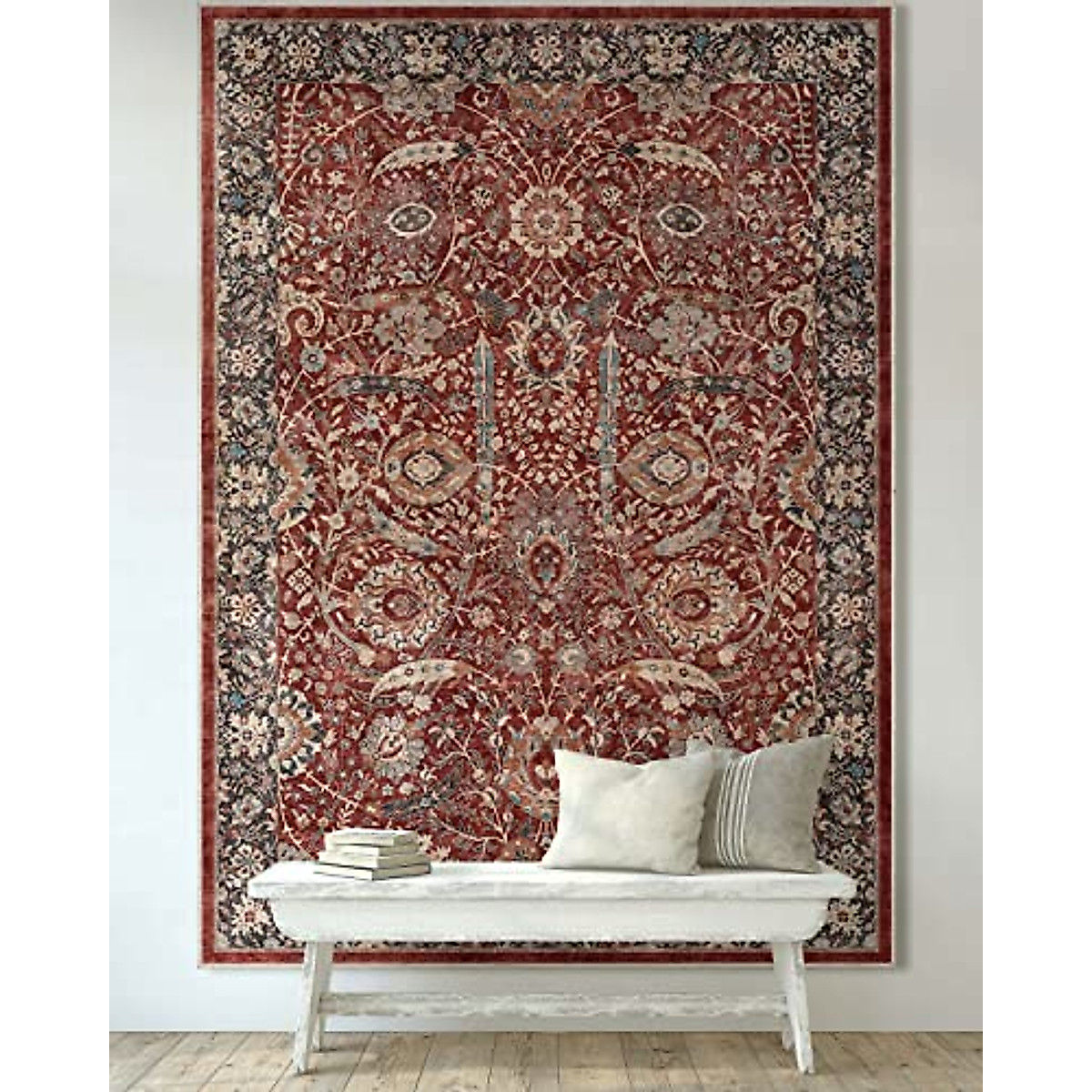 Well Woven Liana Flatweave Persian Floral 6' x 9' Area Rug Red