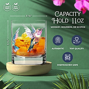 Toasted Tales - Hummingbirds Whiskey Glasses | Gift for Birds Lovers | Funny Gag Party Gift Beer Tailgating | Seasonal Outdoor Decor Glassware | Forest Animals Hummingbird Gifts for Home Decor (11 oz)