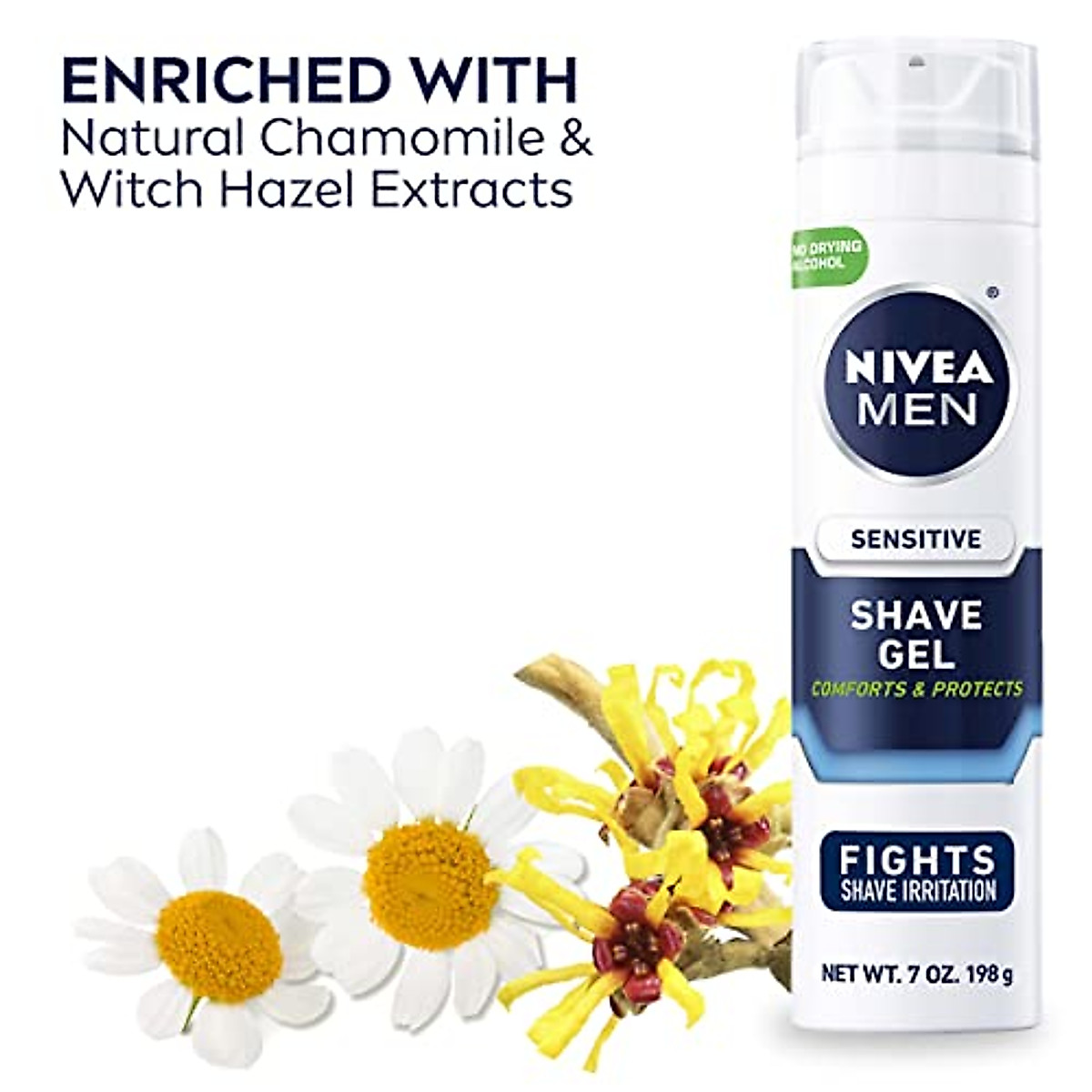 NIVEA MEN Sensitive Shave Gel with Vitamin E, Soothing Chamomile and Witch Hazel Extracts, 7 Oz Can