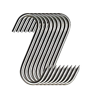 Meat Hooks 20Pcs,Premium Butcher's Hook,Stainless Steel Wall S-Shaped Hooks–for Hot and Cold Smoking,Stainless Steel Meat Hook, Chicken Hunting Smoking Ribs(13cm,Pack of 20) (20PACK Meat Hooks)