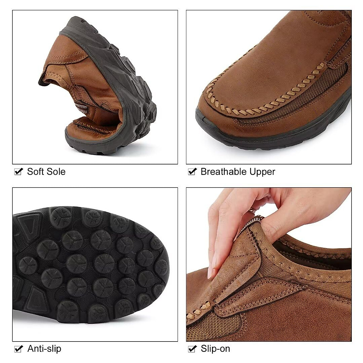 Men Casual Slip On Loafers, Mens Comfortable Moccasin Shoes for Walking and Driving, Soft Daily Sneaker, Mocasines para Hombre Light Brown