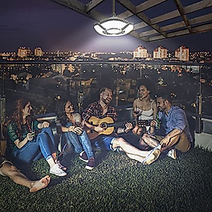 HULPPRE Solar Shed Light Daytime or Night 4+1 Leaves 136Leds Brighter Solar Light Indoor&Outdoor with Remote,IP65 Barn/Chicken Coop/Workshop/Ceiling/Pendant Light for Patio,Garden,Yard,Gazebo