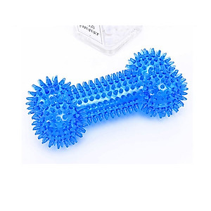JQCUJQA Dog Squeaky Bone Chew Toy for Aggressive Chewers, Durable Dog Rubber Bone Toy Dogs Teeth Cleaning and Training (Blue)