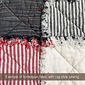 Colonial White Cotton Homespun Plaid Fabric by JCS - Sold by The Yard