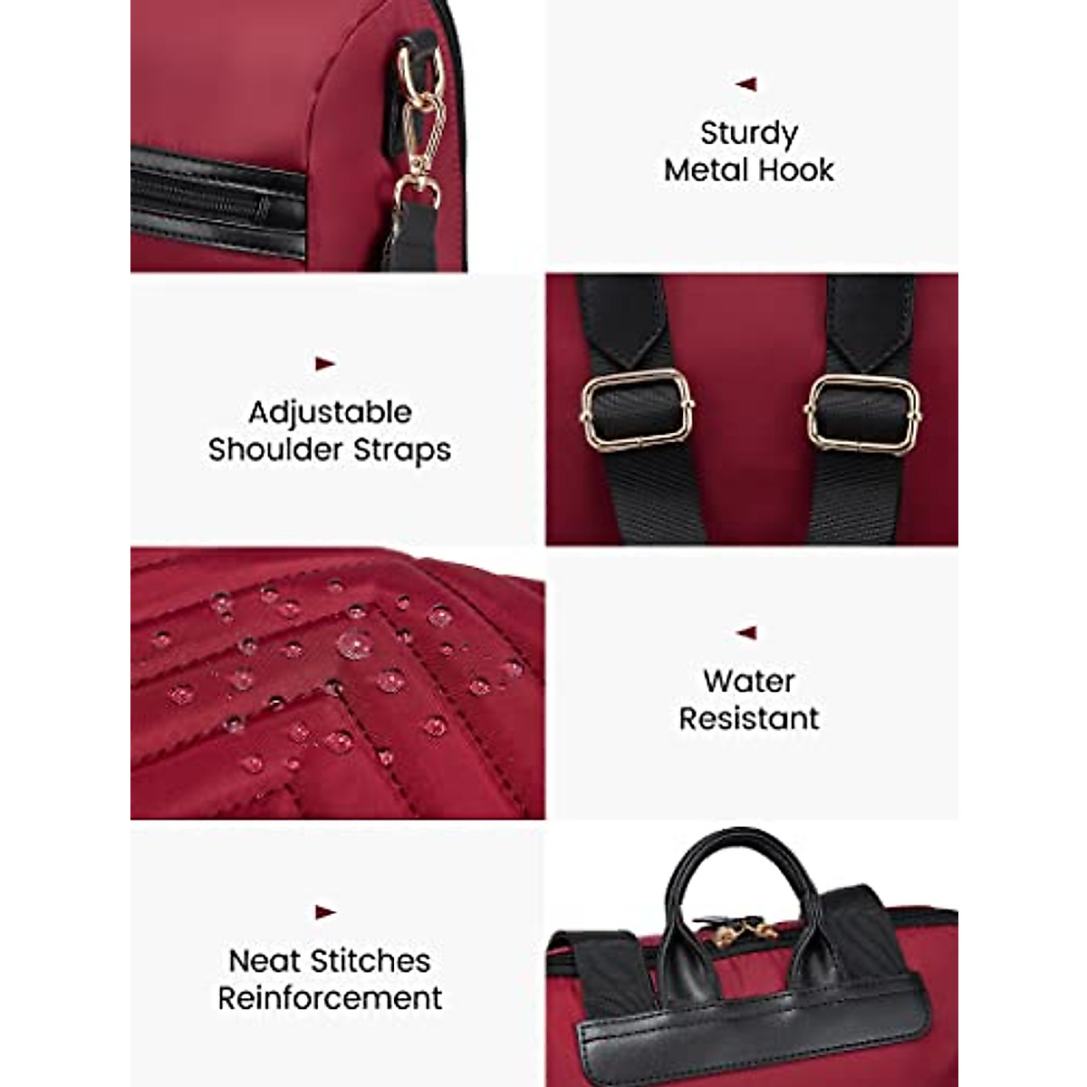 LOVEVOOK Backpack Purse For Women, Fashion Convertible Backpack Purse, Designer Ladies Large Shoulder Bag With Wristlet, Travel Bag Daypack For Work, College, Dating, Shopping, Wine Red