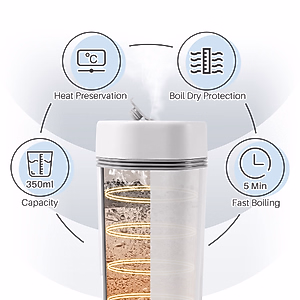 Kompoll Travel Electric Kettle, Fast Water Boil Small Portable Kettle, Stainless Materials Automatic Shut off Tea Pot, Dry Protection and Separable Power Cord, Suitable for Milk, Coffee, Water and Tea