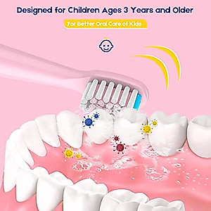 Dada-Tech Replacement Heads for Kids Electric Toothbrush DT-KE6 and DT-KE7 - Pack of 4 (Pink)