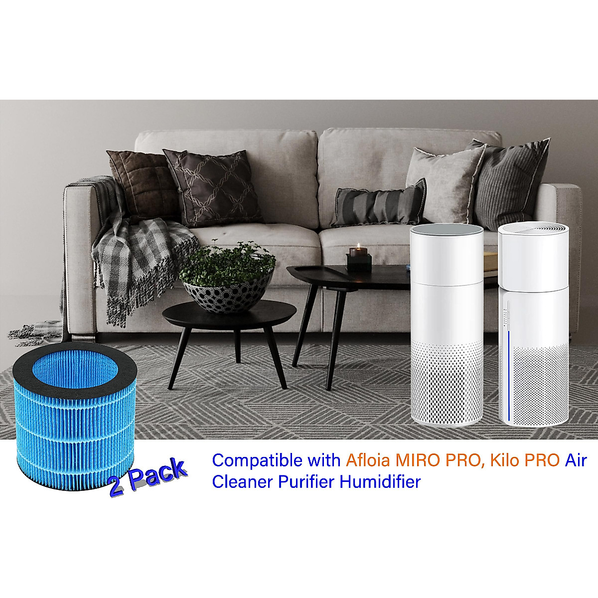 HOMFILBIT MIRO PRO Humidifier Wicking Filters for Afloia MIRO PRO, Kilo PRO Air Purifier Humidifier 2 in 1, 2 Pack