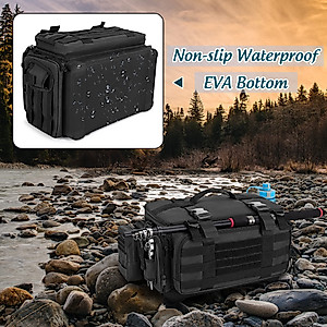 DSLEAF Waterproof Tackle Box Bag with Rod Holder, Soft Fishing Tackle Storage Bag with Non-Slip Base for Saltwater or Freshwater Fishing (Patent Design), Only Bag