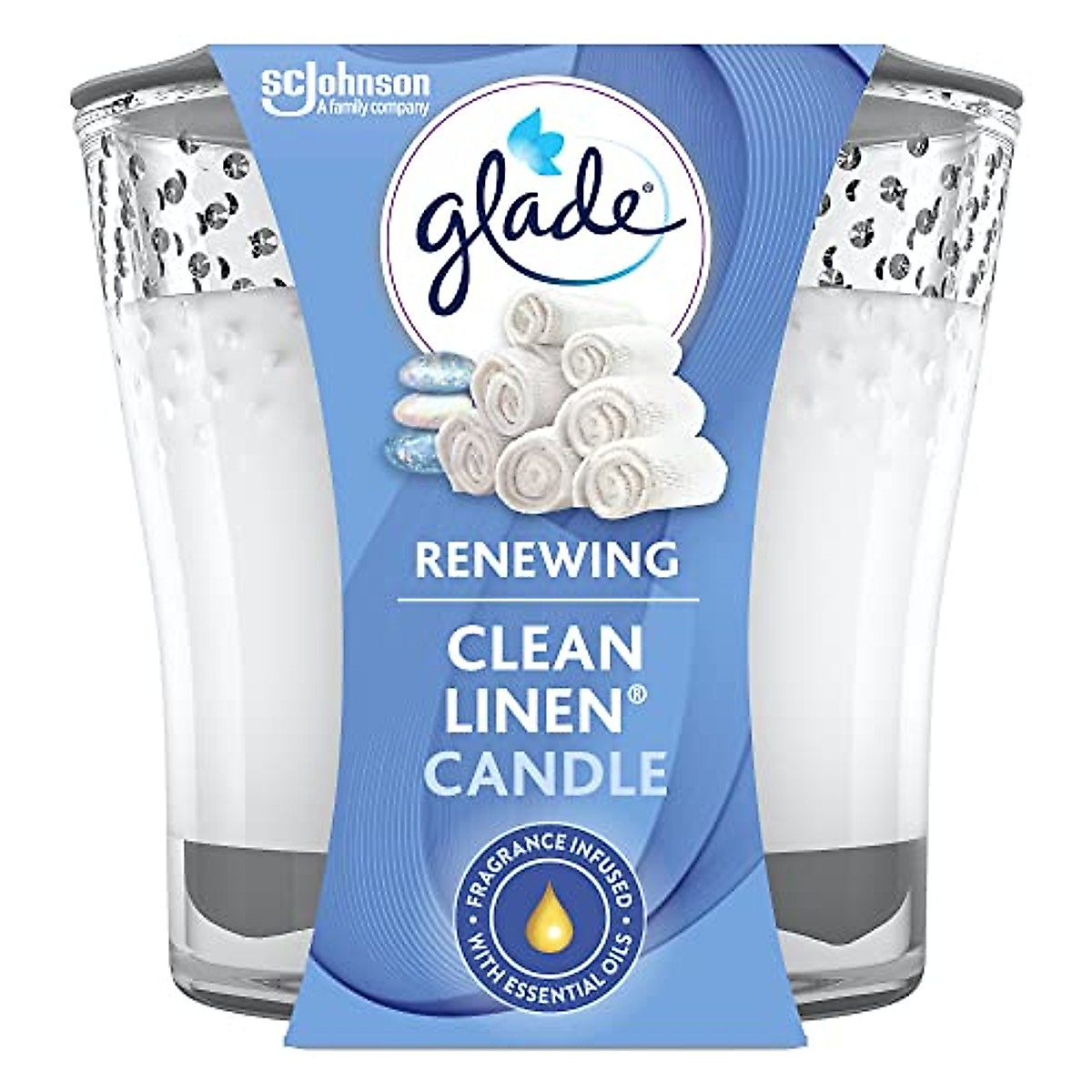 Glade Candle Jar, Air Freshener, Clean Linen, 3.4 Oz