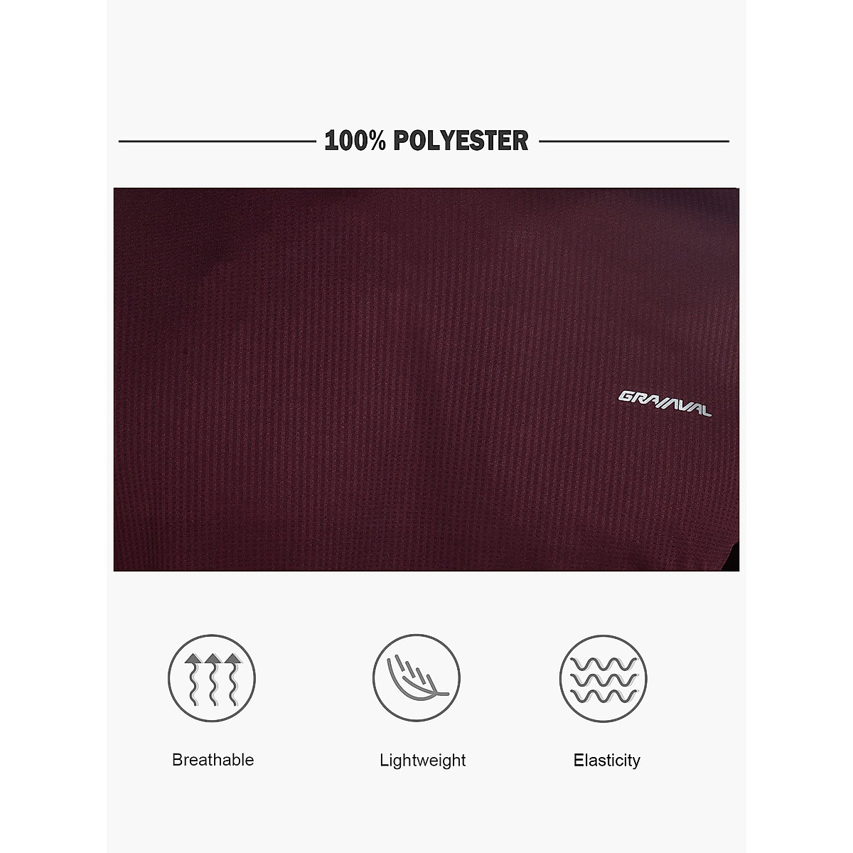 GRAMVAL Men's Crew T-Shirt,Light Weight Dry-Fit Moisture Wicking Active Athletic Performance Burgundy