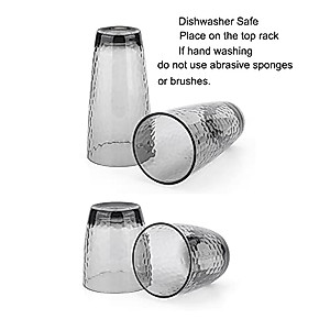 KOXIN-KARLU Hammered 15-ounce and 26-ounce Plastic Tumbler Acrylic Glasses, set of 8 Smoky Grey
