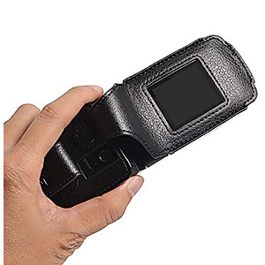 Case for Orbic Journey, Nakedcellphone [Black Vegan Leather] Form-Fit Cover with [Built-in Screen Protection] and [Metal Belt Clip] for Verizon Wireless Orbic Journey V/L Flip Phone ORB2200LBVZ