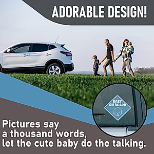 Babypop! Baby on Board Sticker for Cars - Baby on Board Sign, No Residue and See Through Safety Cute Design 2 Pack