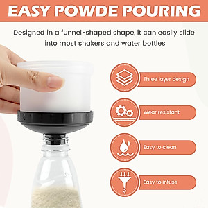 JIANWEI Protein Powder Storage Container, 3 Layer Stackable Leak-proof Formula Dispenser with 50 Inspirational Words Stickers and 1 Keychain, Portable Protein Powder Holder(Black+white)