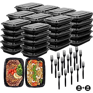 lamsexx 80 Pcs Small Meal Prep Containers,50Pcs (26 OZ/750ML) Small Food Storage Containers with Lids and 30Pcs Forks, Lunch Containers,Freezer/Dishwasher Safe