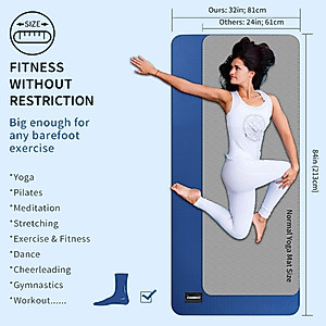 CAMBIVO Yoga Mat for Men and Women, Extra Long and Wide (84'' x 32'' x 1/4 inch) TPE Workout Mat, Large Exercise Fitness Mat for Yoga, Pilates, Workout, Non Slip(Black)