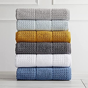 100% Cotton Super Soft Luxury Hand Towel Set | Quick-Dry and Highly Absorbent | Waffle Textured | 550 GSM | Includes 6 Hand Towels | Harper Collection (Light Grey)