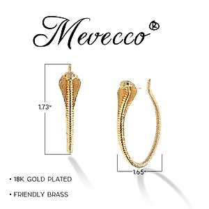 MEVECCO Dainty Gold Snake Hoop Earrings for Women 18K Gold Plated Big Snake Earrings Chunky Snake Earring Studs for Women