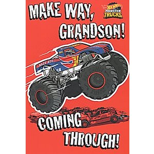 Hot Wheels Monster Trucks Happy Birthday Card for Grandson - Make Way, Grandson! Coming Through! Big Birthday Fun is Headed Straight for You!