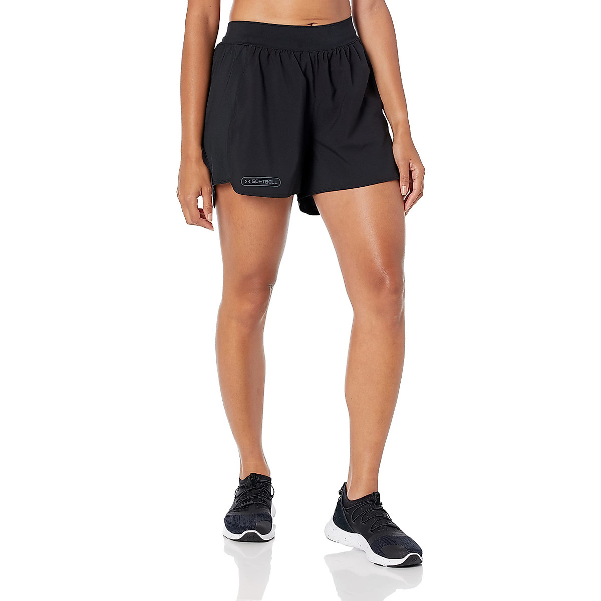 Under Armour Womens 2n1 Softball Short 22, (001) Black/Black/Pitch Gray, Medium