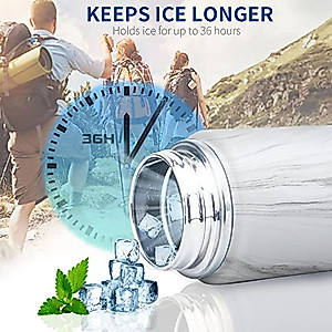 24 oz White Marble water bottle Birthday Gifts For Men Stainless Steel Insulated Christmas Gifts Idear For Dad Wide Mouth Metal Water Bottles Double Gifts for Husband Couple