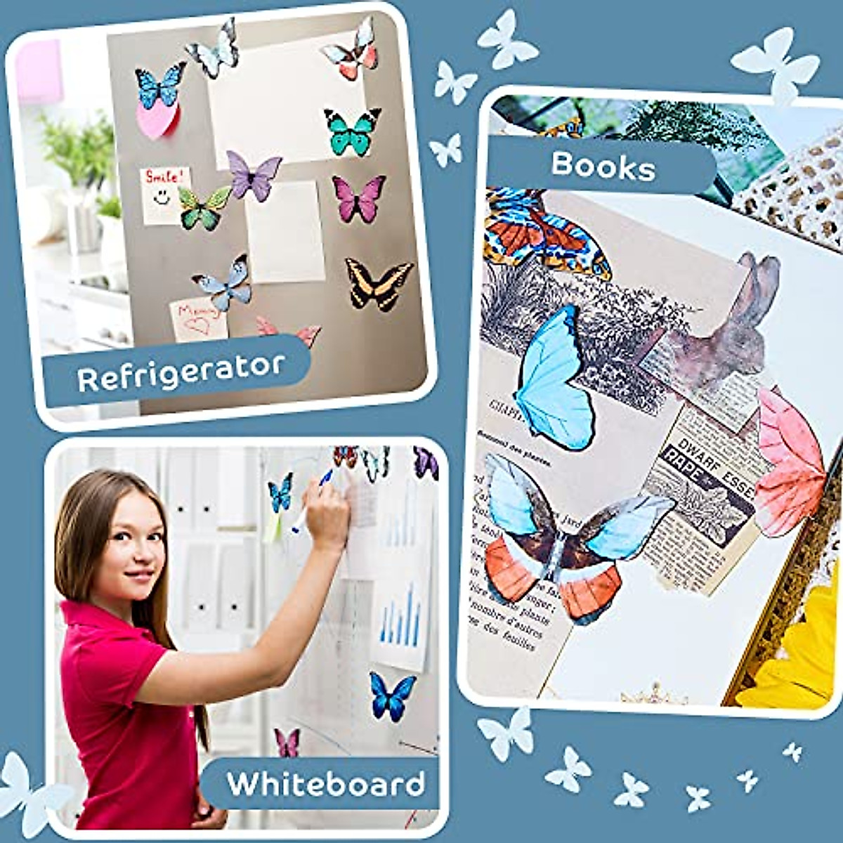 24 Pieces Butterfly Magnetic Bookmarks Magnet Page Markers Foldable Butterfly Page Clip Cute Book Marks for Kids, Students Reading, Office Stationery Supplies, Presents
