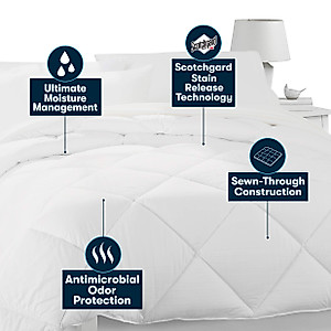 Serta Air Dry Year Round Quilt-Stitched Microfiber Fill Down Alternative Comforter, Twin, White