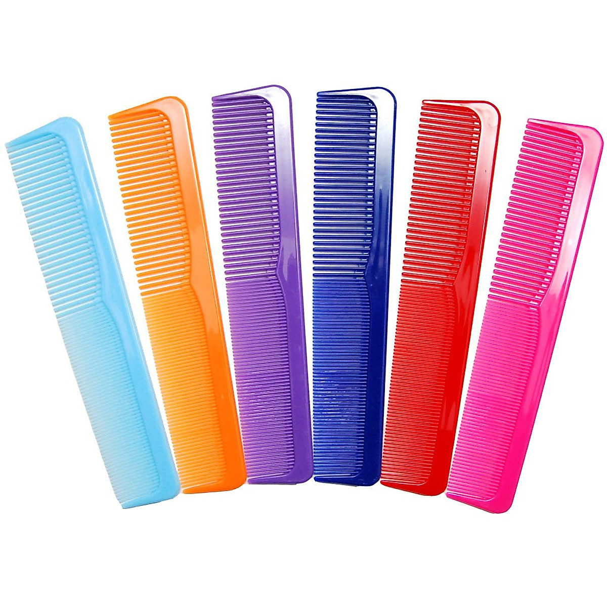 LUXXII 6 Pack - 9" Large Dressing Comb Colorful Styling Essentials Coarse/Fine Barber Comb SET
