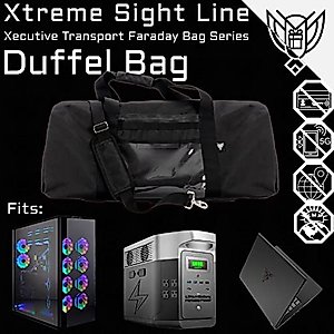 Xtreme Sight Line ~ Xecutive Transport Faraday Duffel Bag for Military Use ~ MOLLE System ~ Computer Towers and Other Large Electronics ~ Data Security for Executive Travel ~ Shoulder Strap Included ~ Tracking/Hacking Defense ~ Removable Foam Padded for E