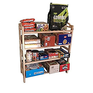 FixtureDisplays® Wood Shoe Rack Flower Plant Display Stand Reading Room Book Cart Storage Organizer 4-Shelf 15918