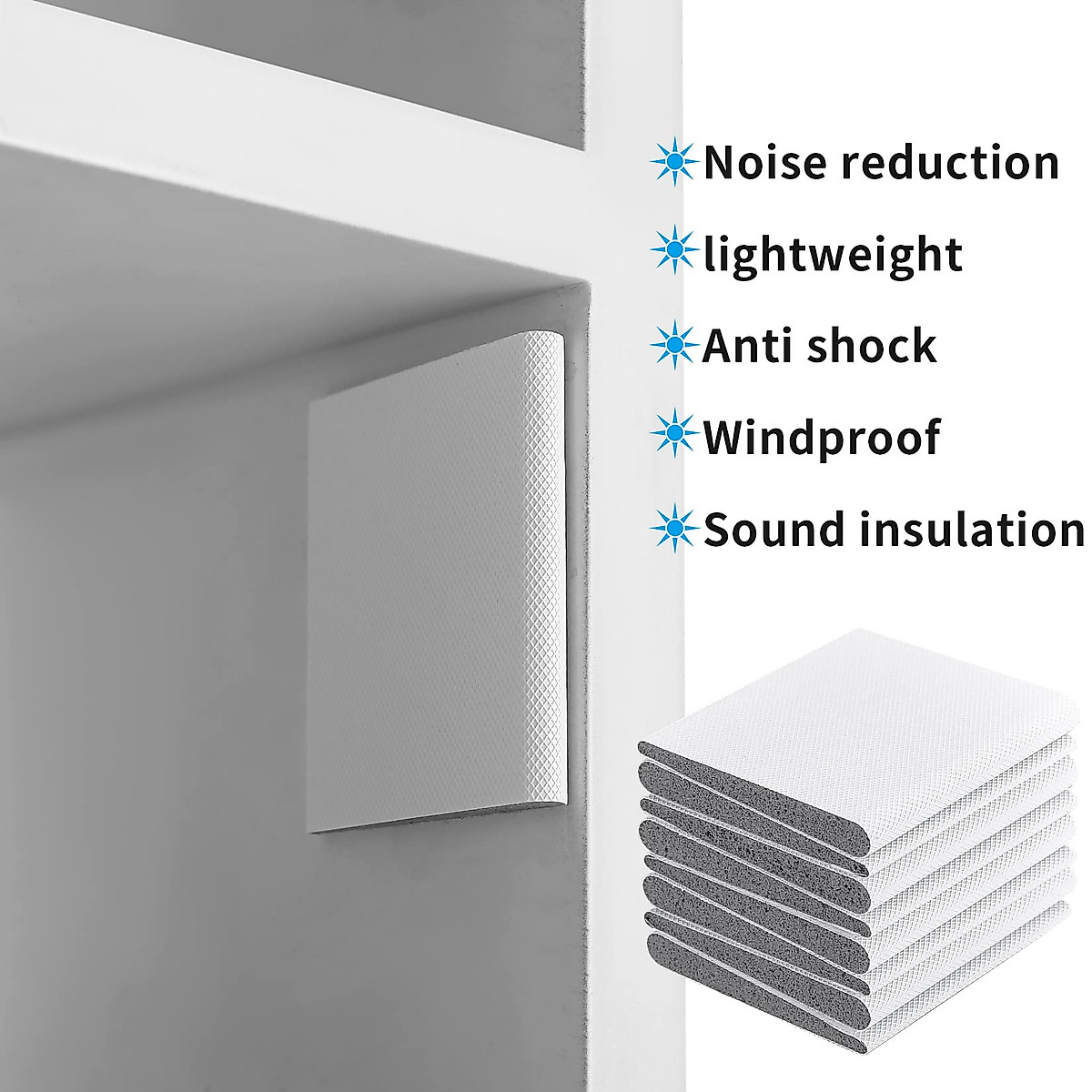 wugongshan 16 Pcs Door Corner Seals, Weather Stripping Draft Stopper Self-Adhesive, Exterior Door Jamb Frame Seal Foam for Draft Weather Protection, Isolation of Noise, Corner Seal
